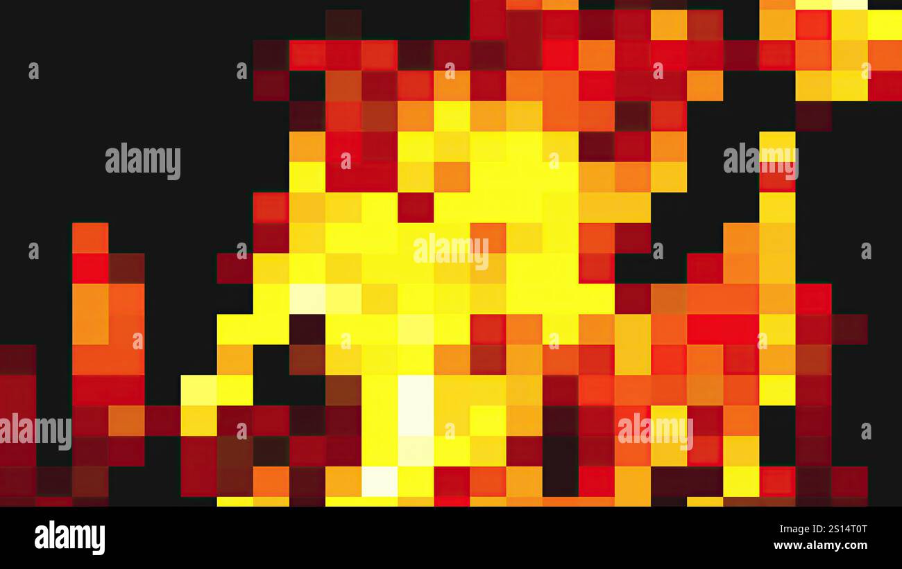 Pixel art fire. Computer generated Stock Photo - Alamy