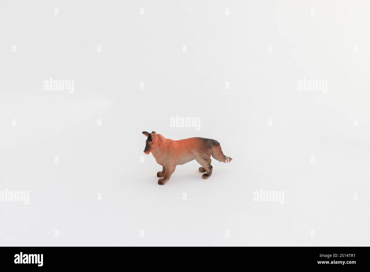 A single plastic wolf toy on white isolated background Stock Photo - Alamy