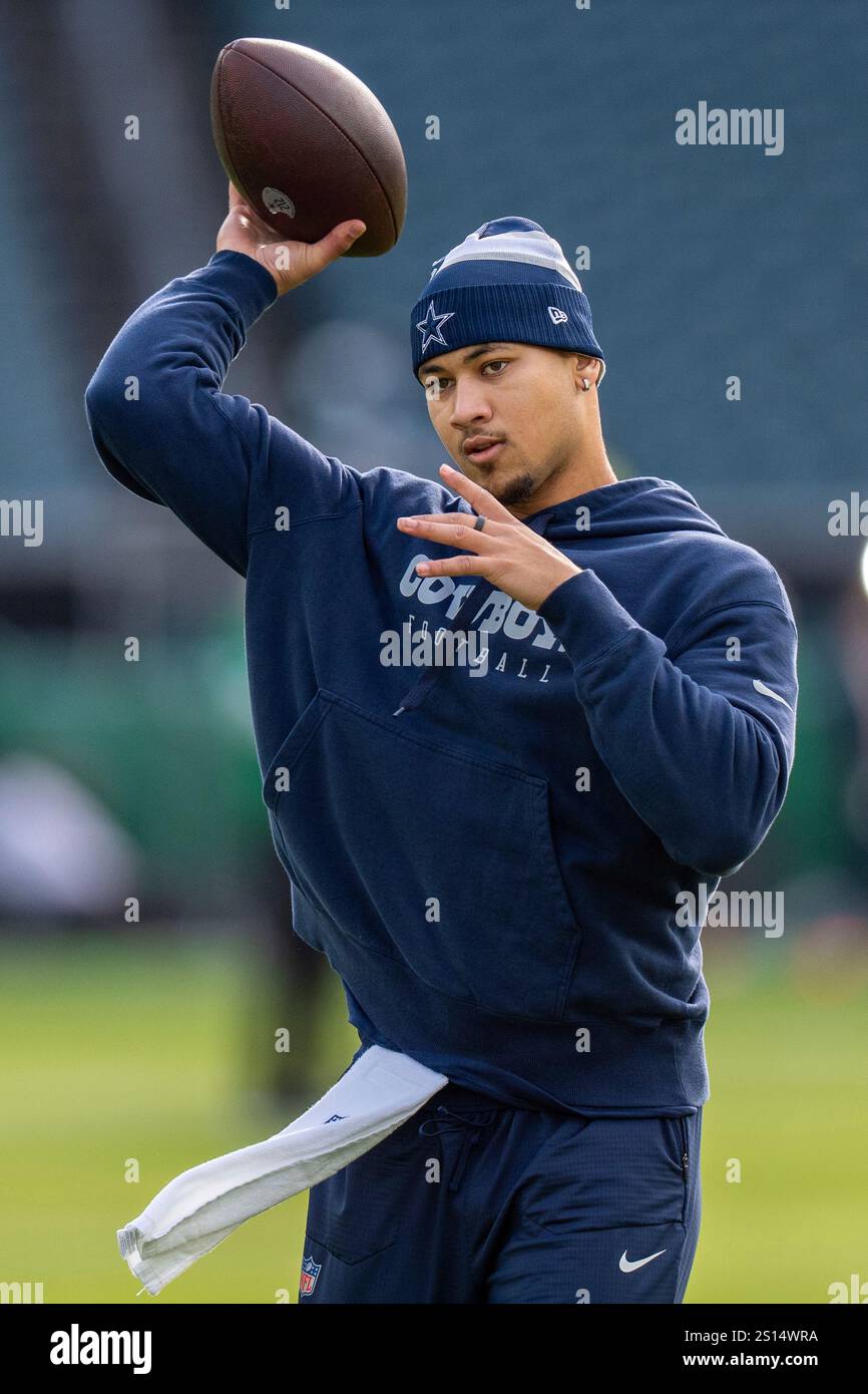 Dallas Cowboys quarterback Trey Lance (19) in action during warm-ups ...