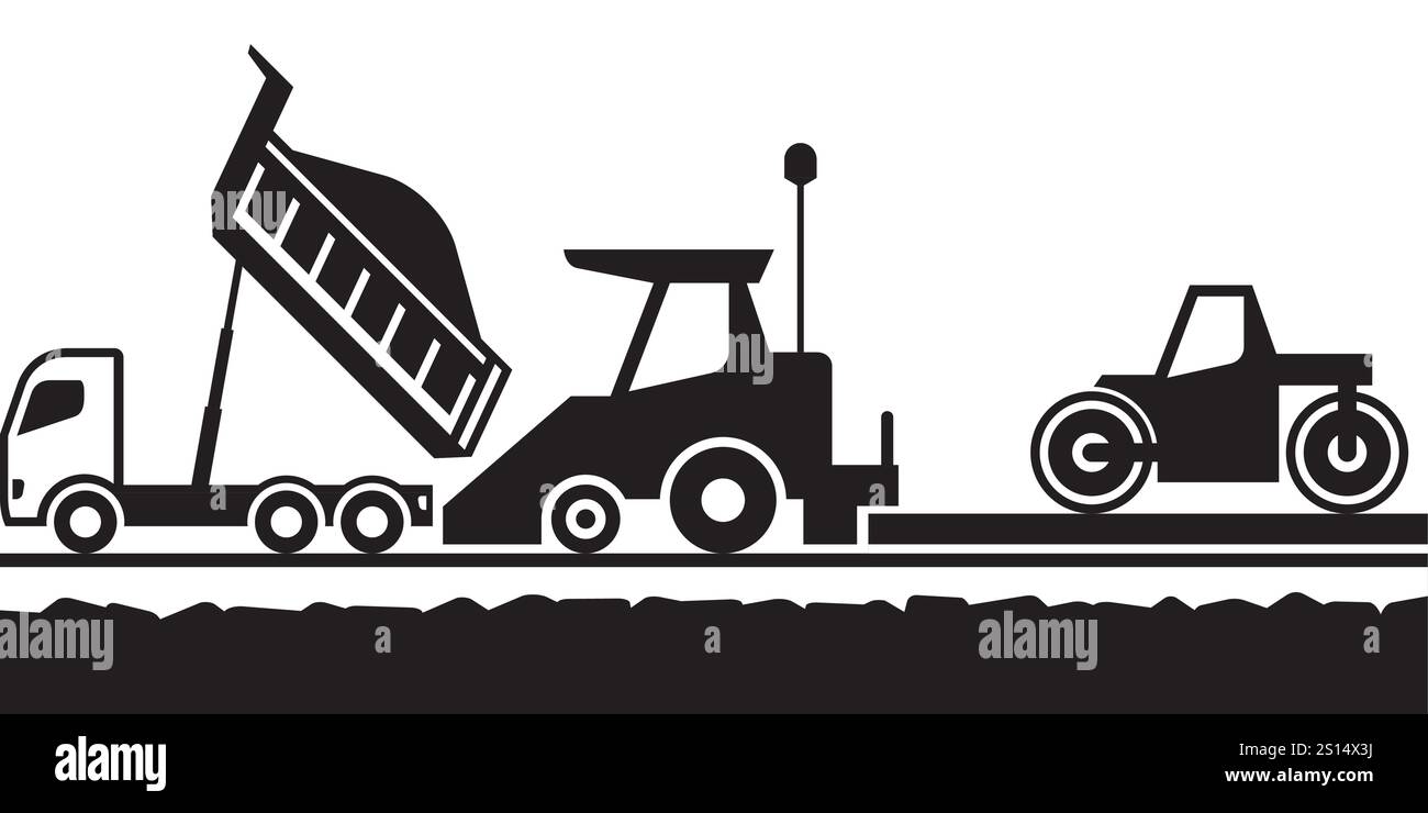 Laying an asphalt pavement on street - vector illustration Stock Vector ...