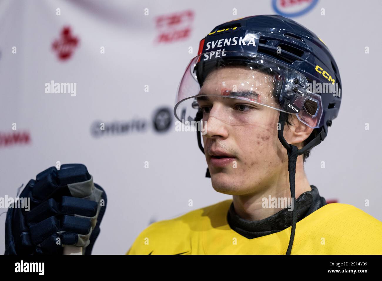 David Edstrom of, Sweden. , . is interviewed at a practice session ...