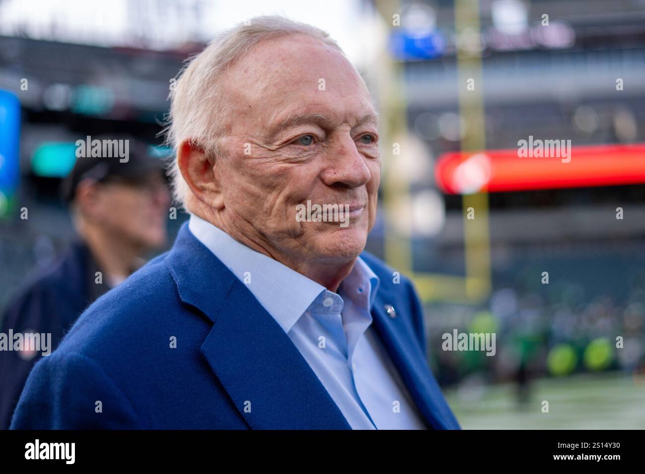 Dallas Cowboys owner Jerry Jones looks on during warm-ups prior to the ...