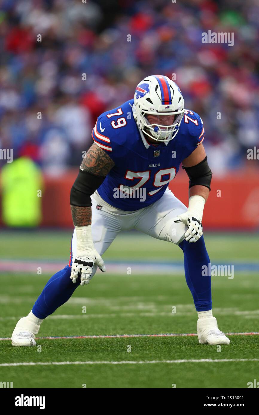 Buffalo Bills offensive tackle Spencer Brown (79) readies in position ...