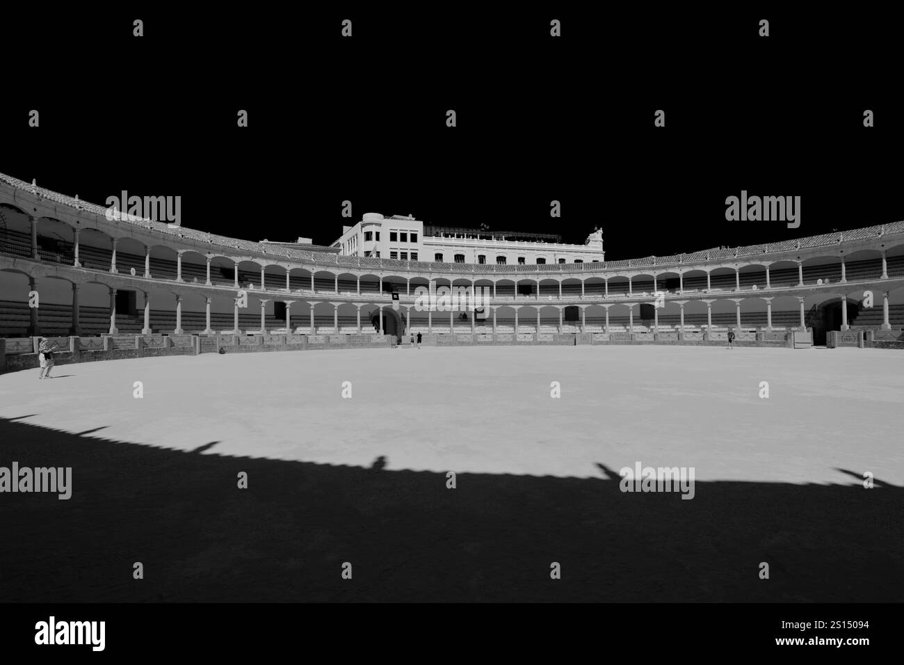 View inside the Plaza de Toros Bull Ring, Ronda city, Andalusia, Spain ...