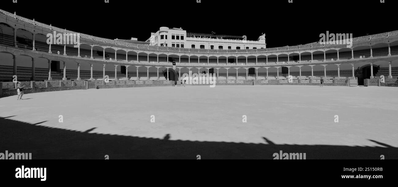 View inside the Plaza de Toros Bull Ring, Ronda city, Andalusia, Spain ...