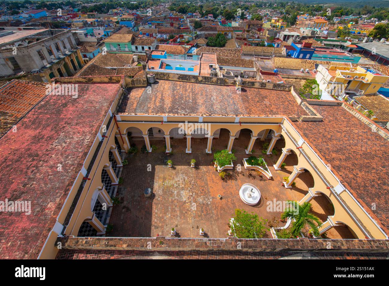 Palacio de Cantero courtyard aerial view, from bell tower of Palacio de ...