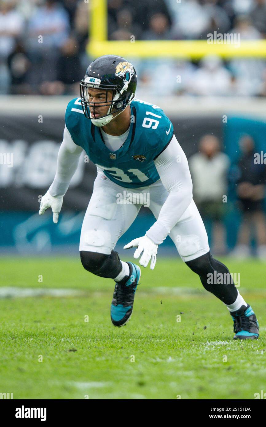 Jacksonville Jaguars defensive end Arik Armstead (91) rushes against ...