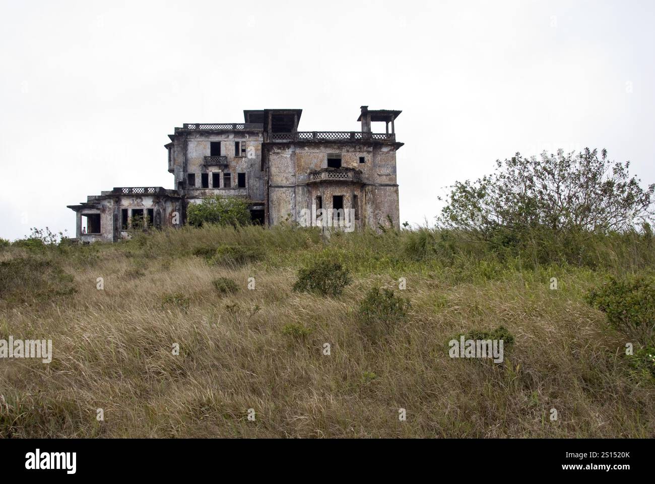 The ruins of the Bokor Palace Hotel & Casino at Bokor Hill Station, an ...