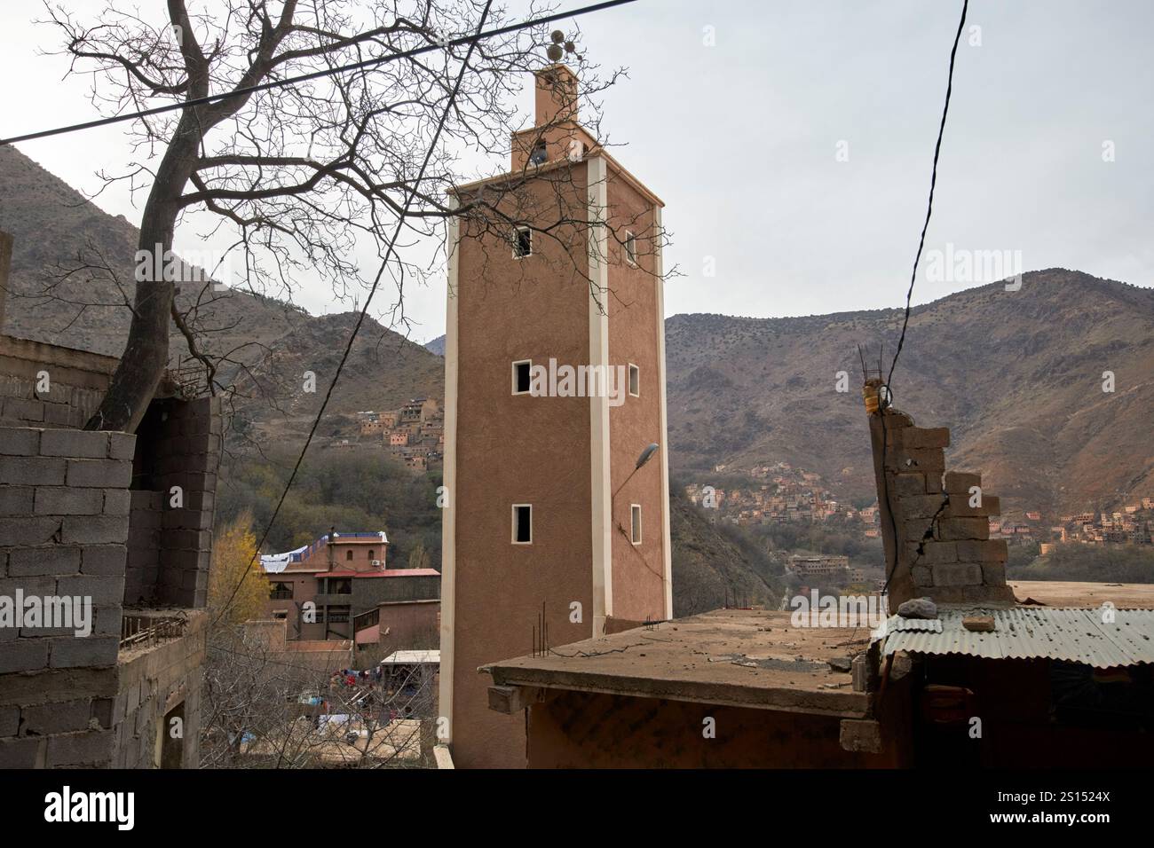 mosque minaret in imlil morocco Stock Photo - Alamy