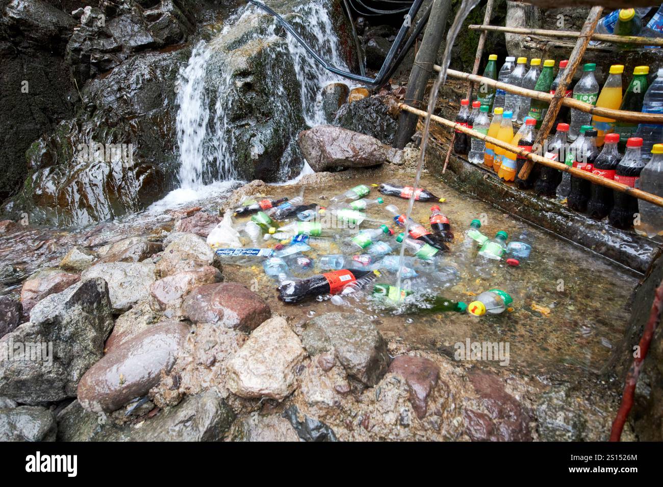 soft drinks cooling in artificial pool in the cafe at the imlil ...