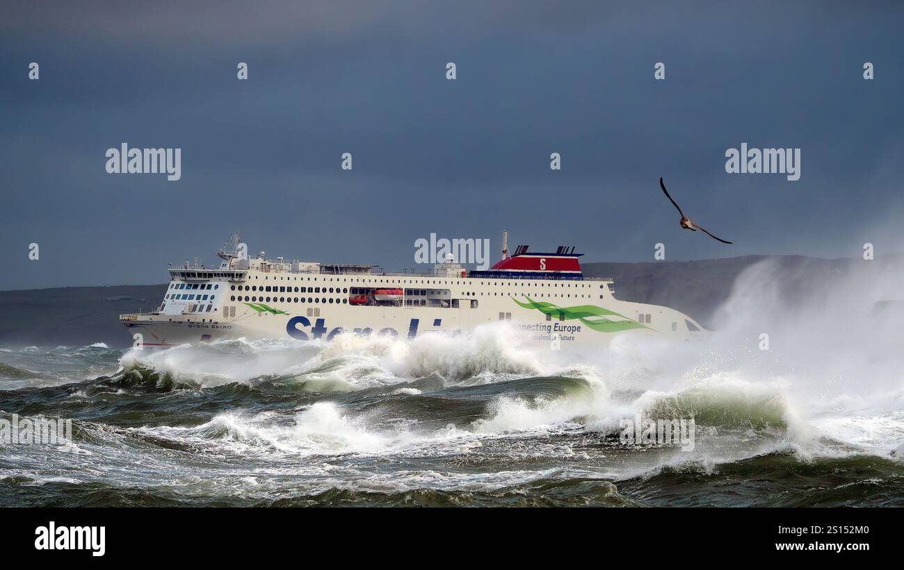 Stena Estrid heading into stormy seas at Holyhead Stock Photo - Alamy