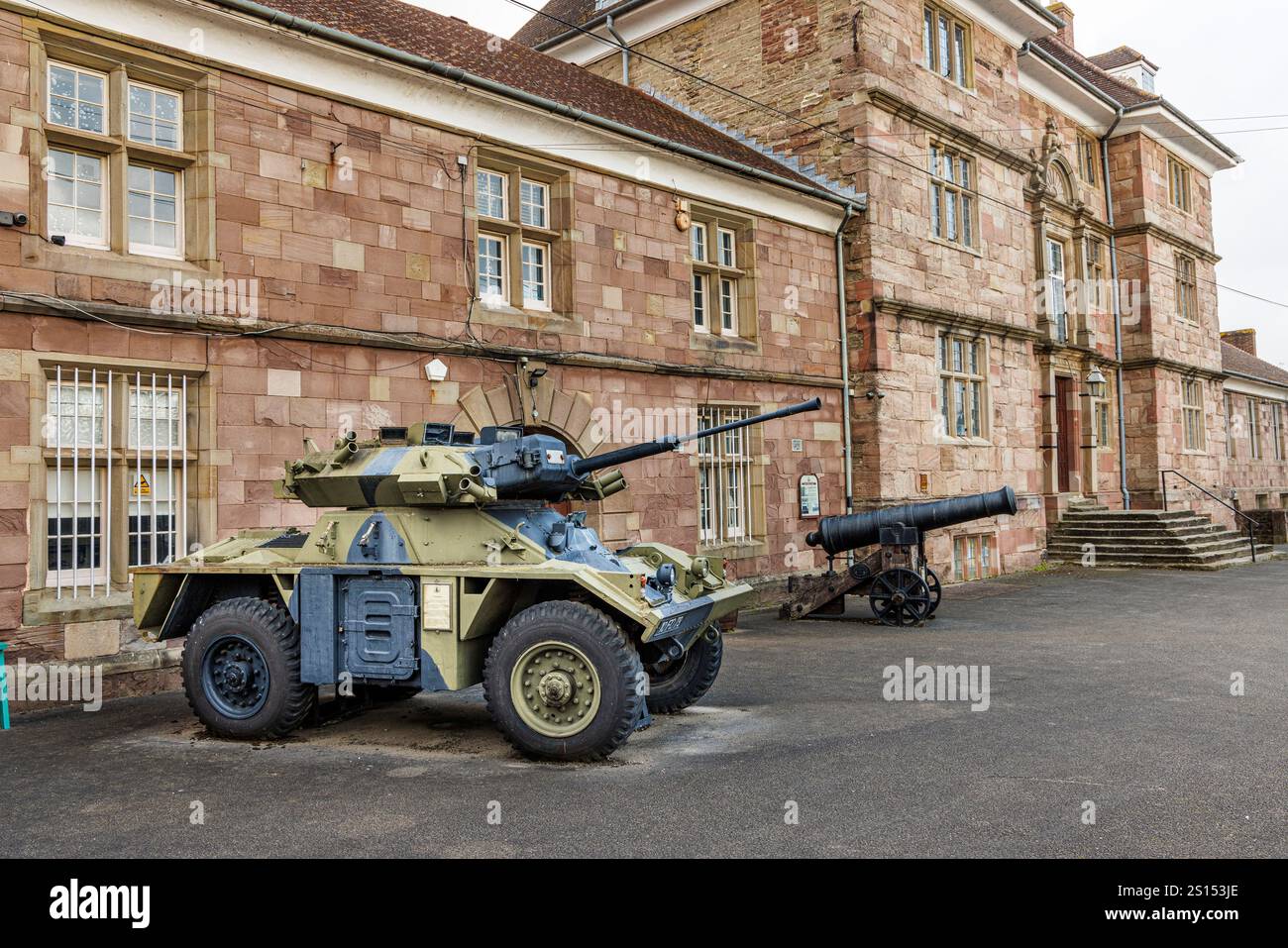 Fox Scout Car outside the Regimental Museum, Monmouth, Wales, UK Stock ...