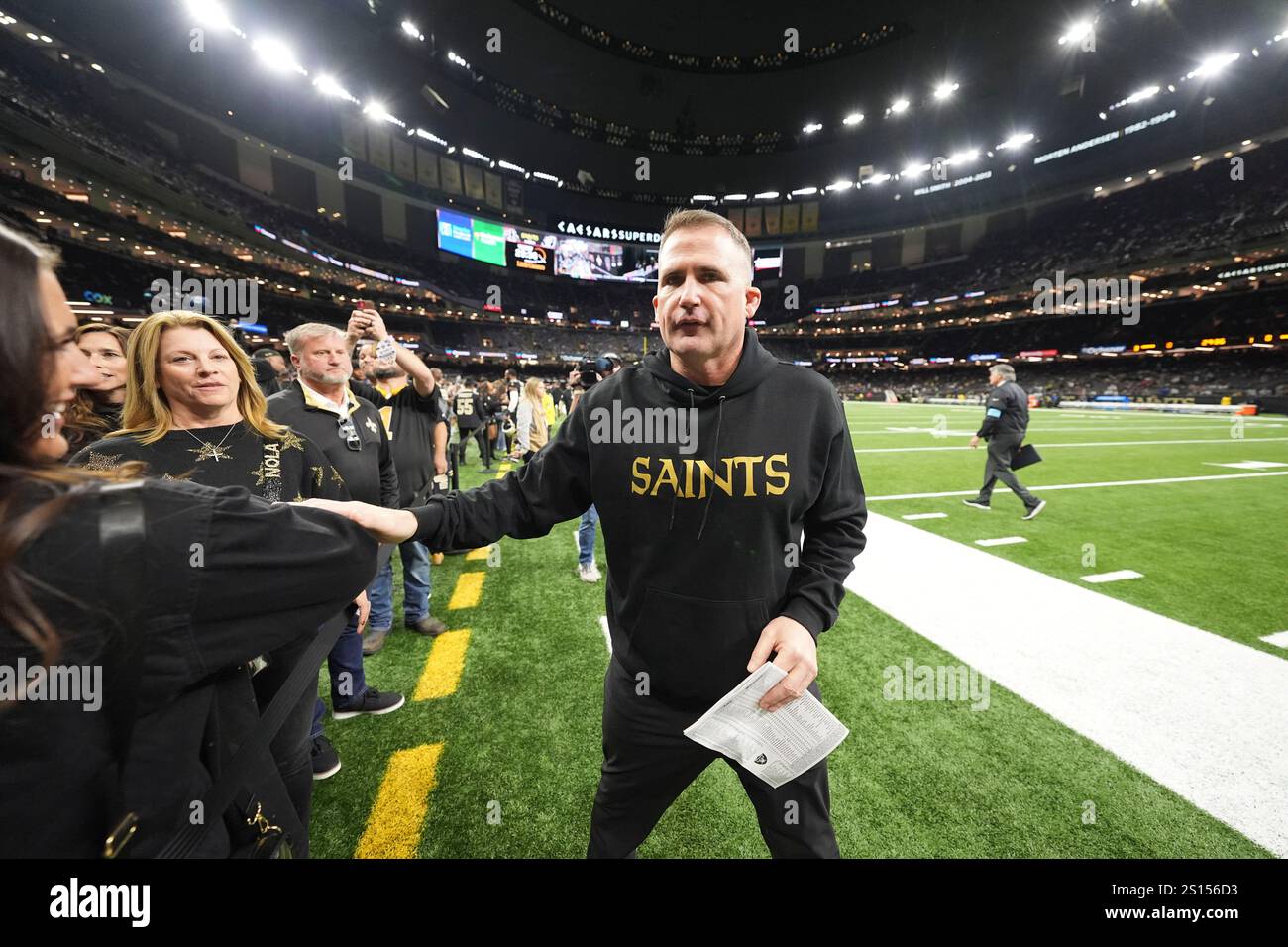 New Orleans Saints interim head coach Darren Rizzi greets fans before ...