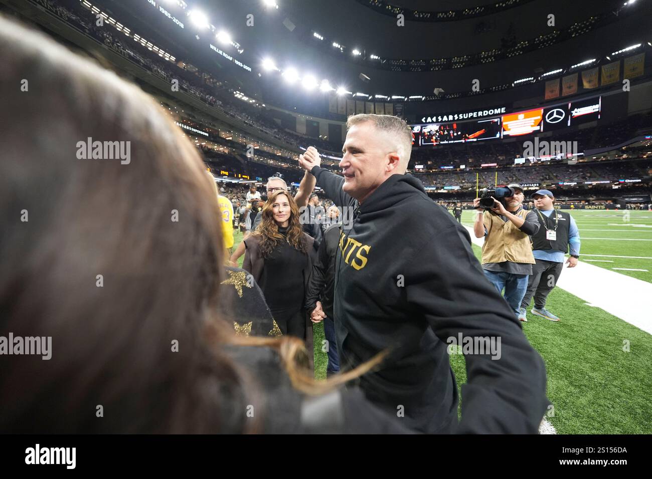 New Orleans Saints interim head coach Darren Rizzi greets fans before ...