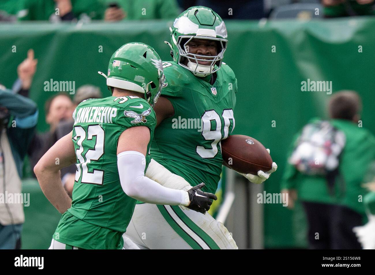Philadelphia Eagle defensive tackle Jordan Davis (90) celebrates his ...