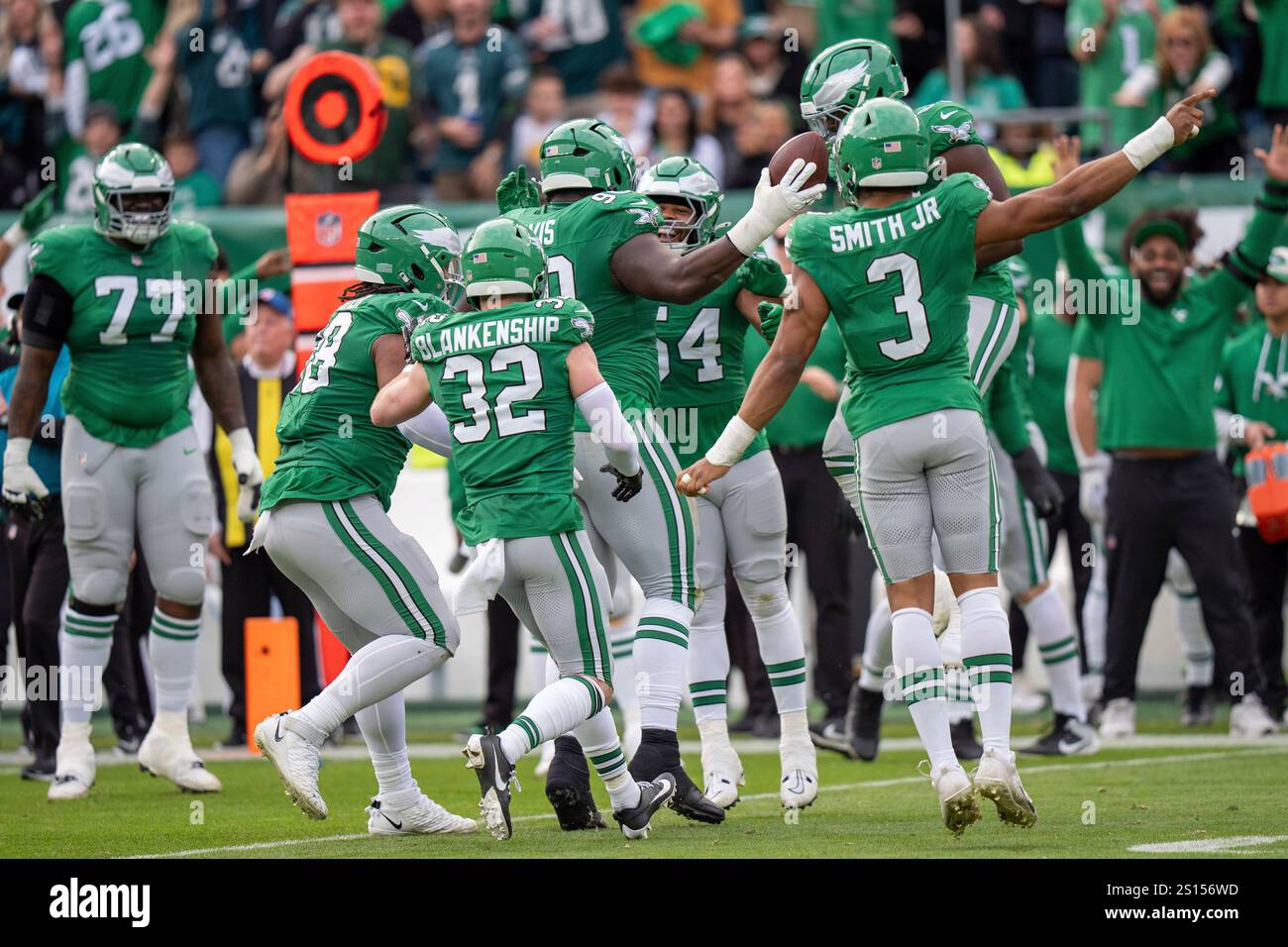Philadelphia Eagle defensive tackle Jordan Davis (90) celebrates his ...