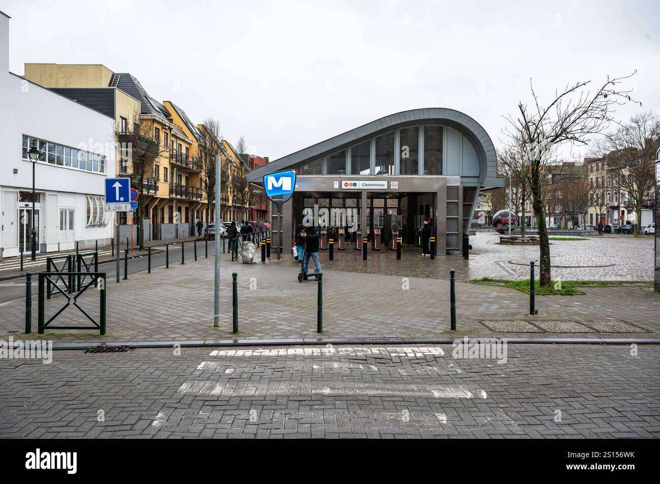 The Clemenceau metro station and square in Kuregem, Anderlecht ...