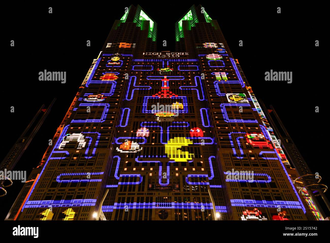 Tokyo, Japan. 31st Dec, 2024. A projection mapping is displayed on the ...