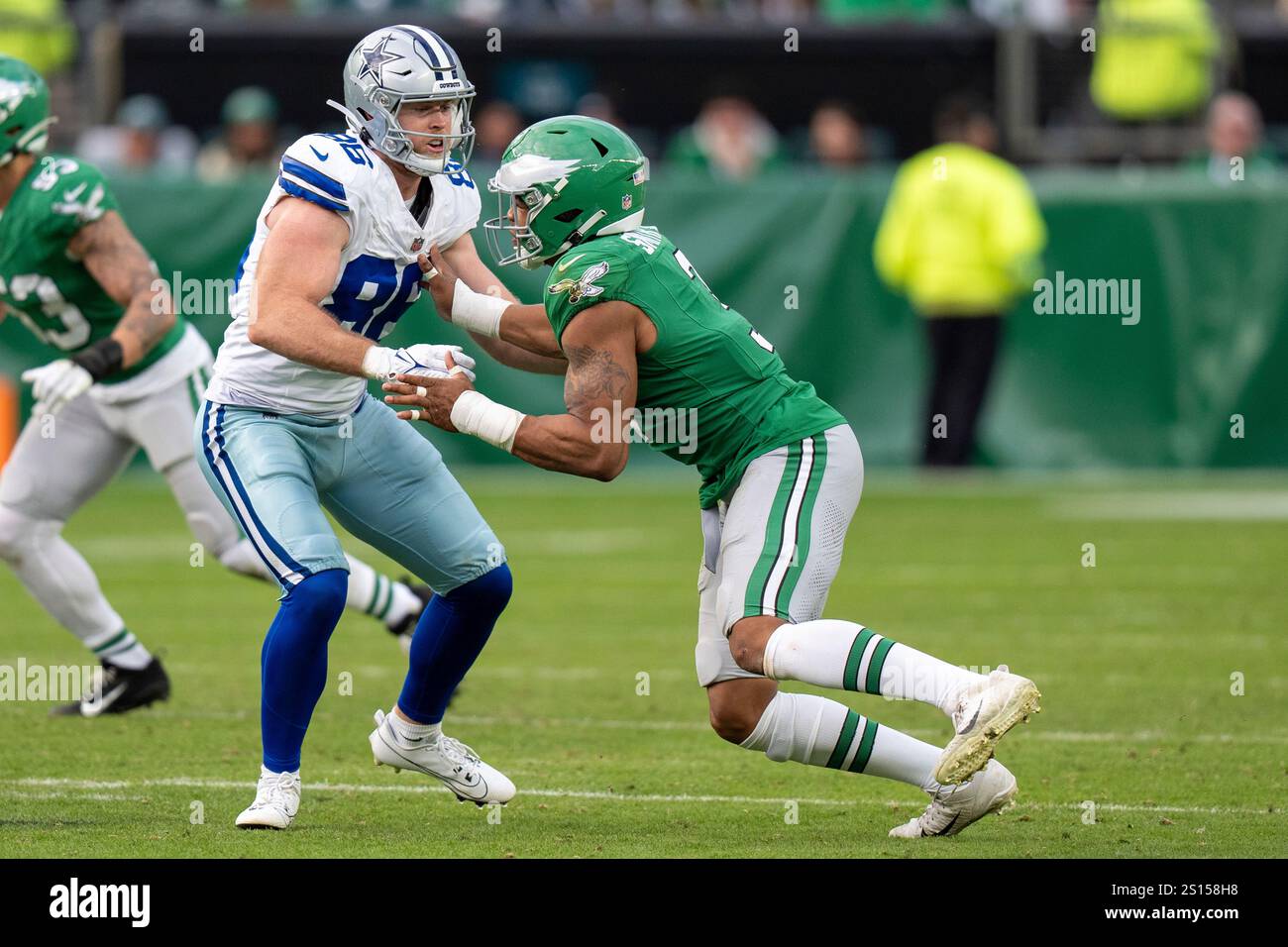 Dallas Cowboys tight end Luke Schoonmaker (86) tries to block ...