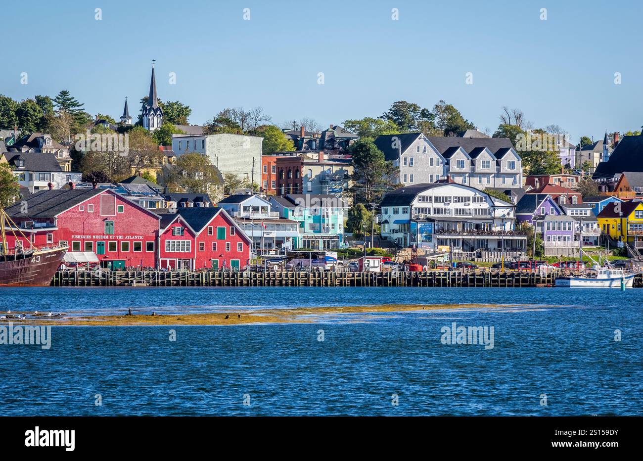 Waterfront of the colorful town of Lunenburg, Nova Scotia Canada across ...
