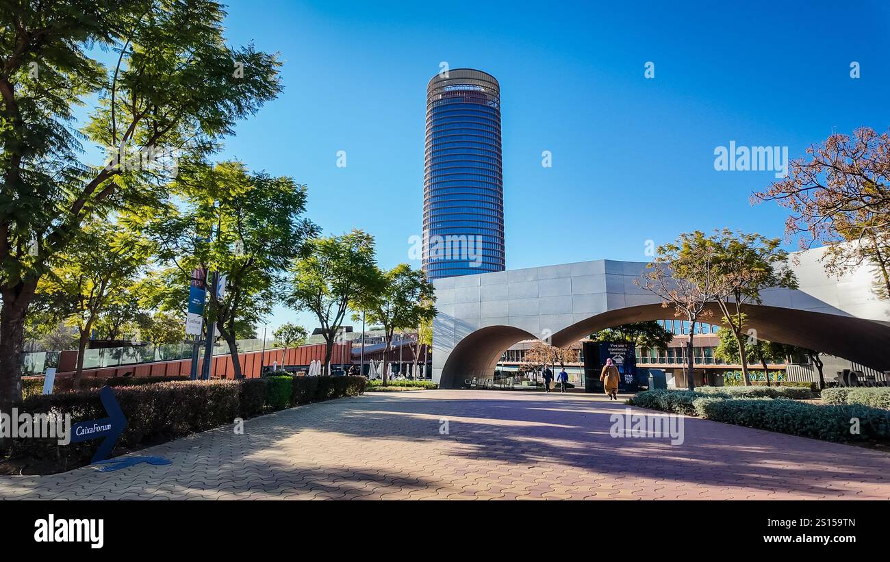 Tall Tower Centro Comercial TORRE SEVILLA in Seville, Spain Stock Photo ...