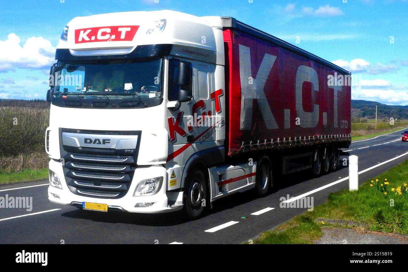 A DAF truck operated by K.C.T. Logistics on the A75 Scotland Stock ...