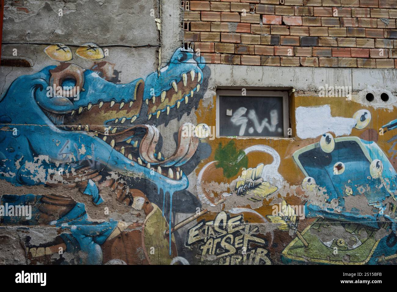 Graffiti mural in a courtyard, arsek erase, Sofia Graffiti Tour, Sofia ...
