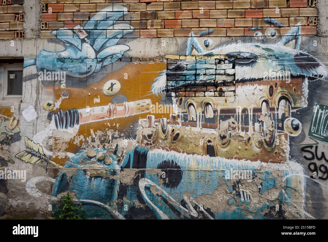 Graffiti mural in a courtyard, arsek erase, Sofia Graffiti Tour, Sofia ...