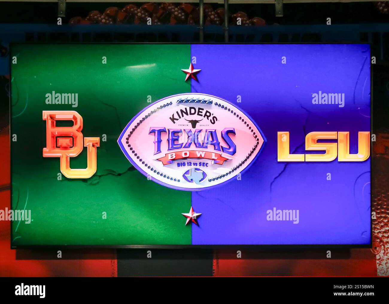 HOUSTON, TX - DECEMBER 31: Digital board features team logos during the ...