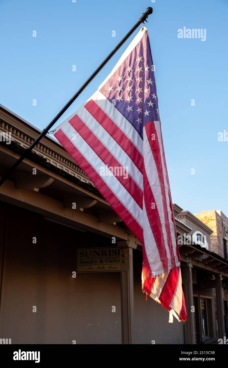 Scottsdale, Arizona - December 23, 2024: American flag hanging from a ...