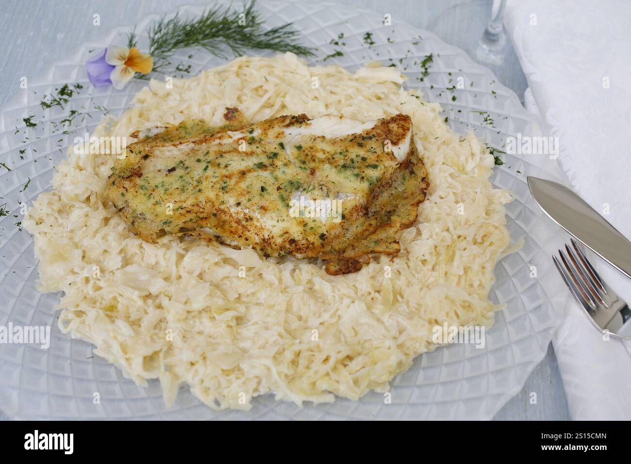 Swabian cuisine, fillet of Lake Constance whitefish with herbs and ...