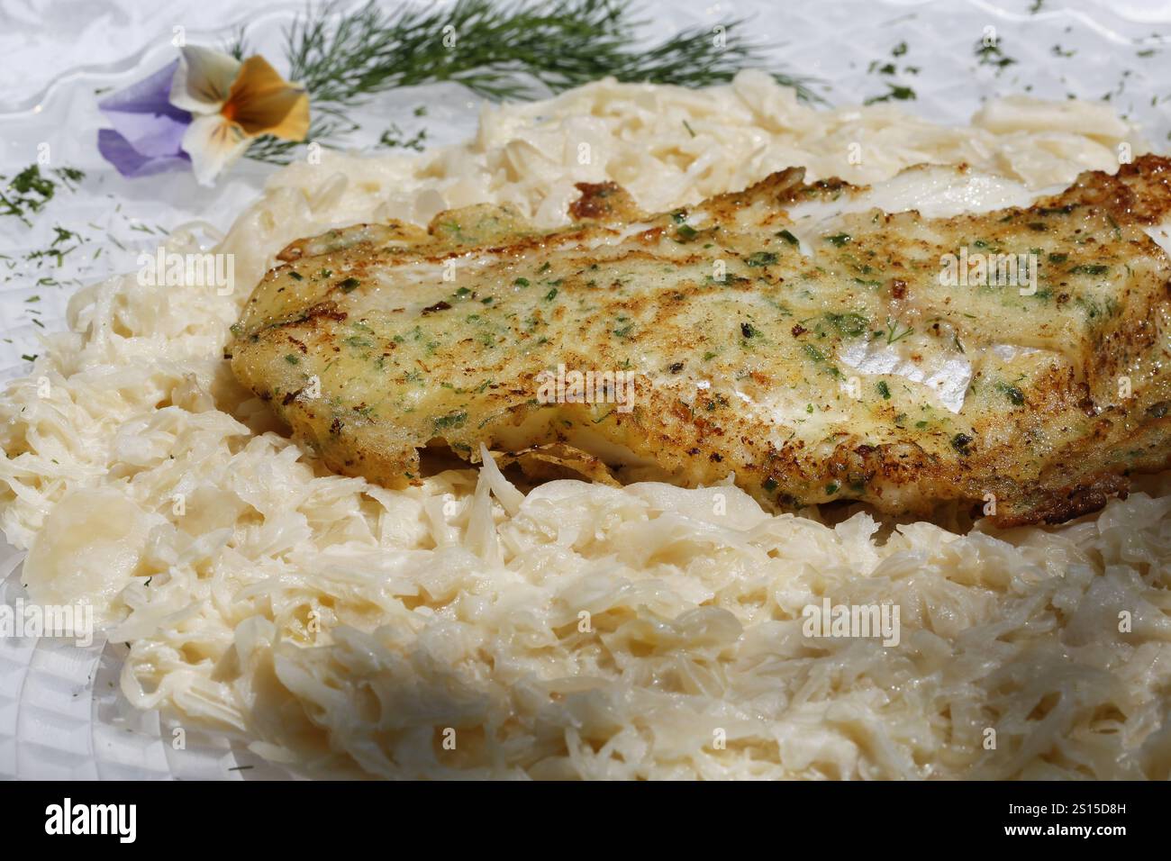 Swabian cuisine, fillet of Lake Constance whitefish with herbs and ...