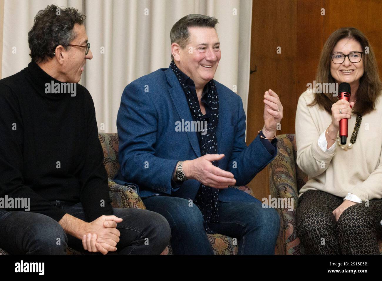 Trani, Italy. 31st Dec, 2024. Tony Hadley (C) seen while smiling with ...