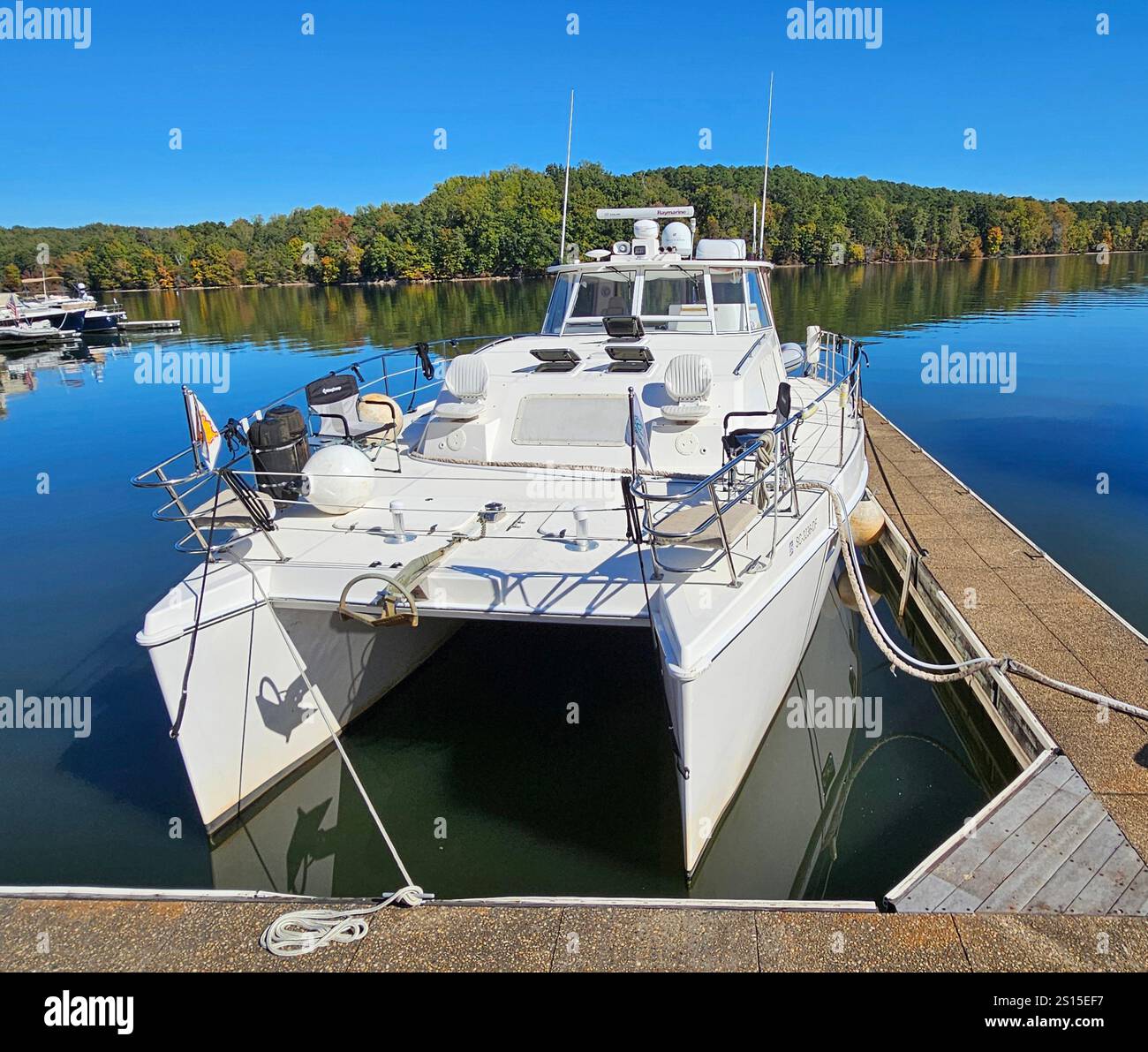 An Endeavourcat 44 power catamaran docked at Joe Wheeler State Park ...