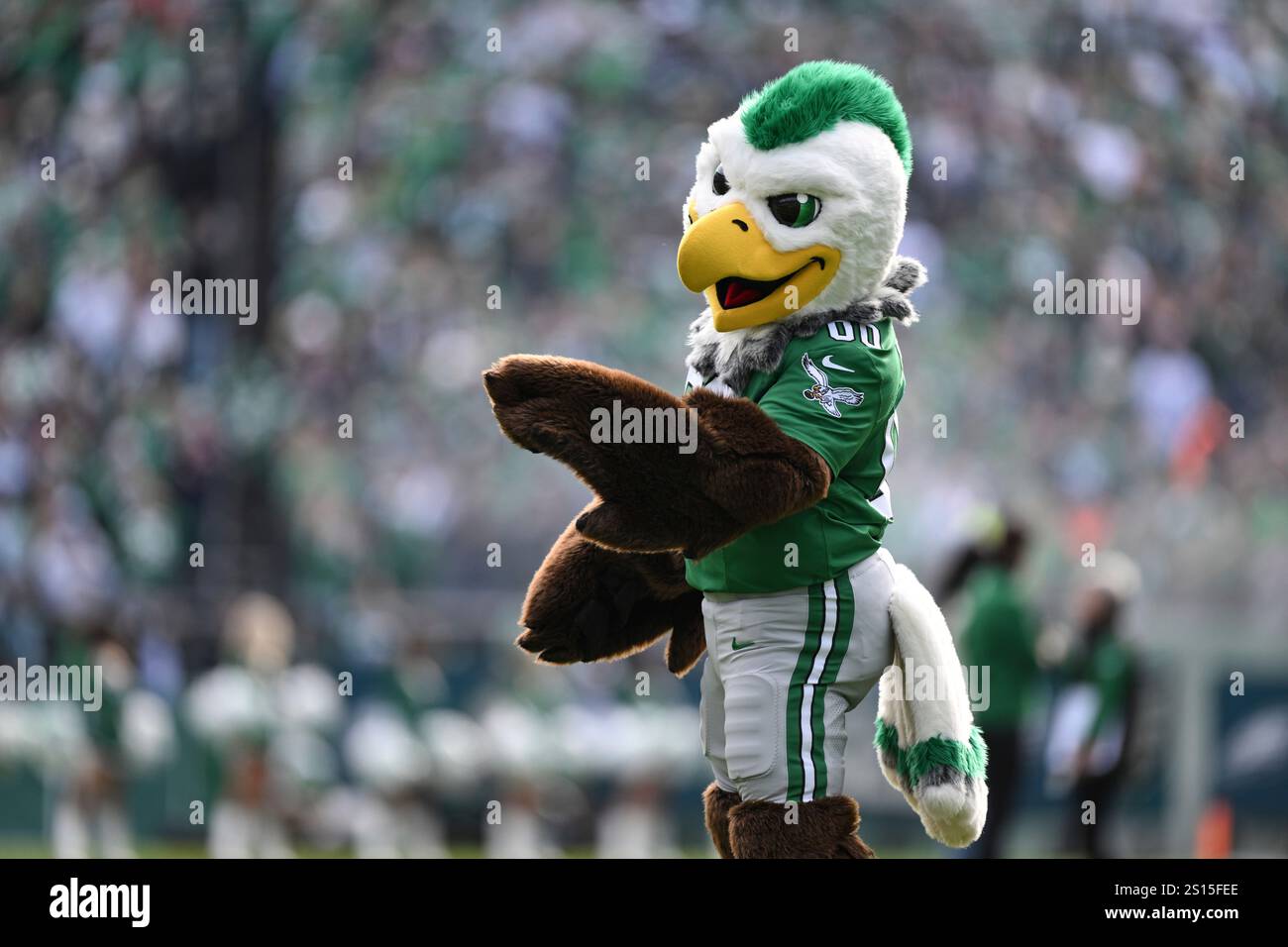Philadelphia Eagles mascot Swoop performs before an NFL football game ...