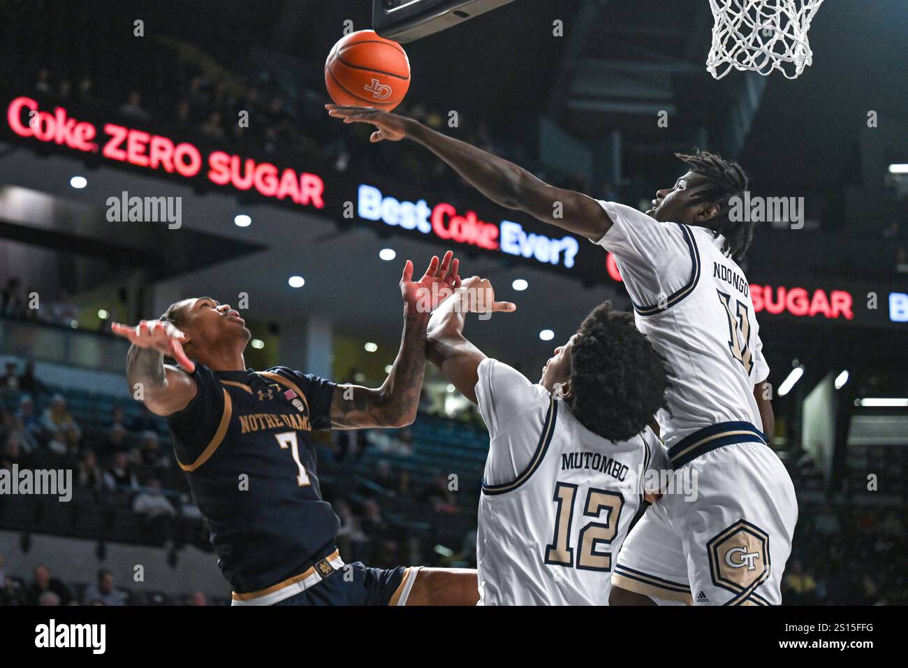 ATLANTA, GA – DECEMBER 31: Georgia Tech forward Baye Ndongo (11) blocks ...