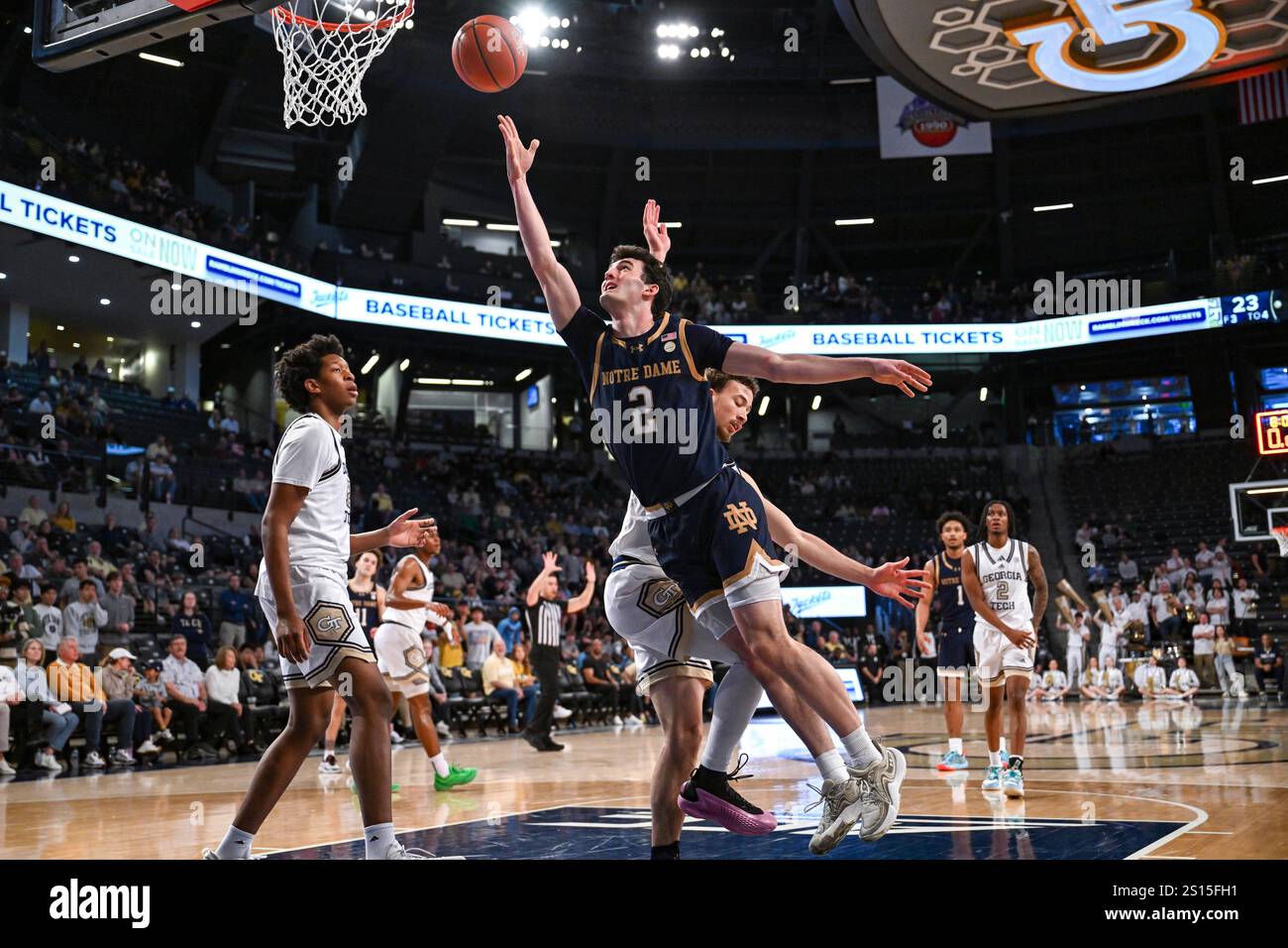 ATLANTA, GA – DECEMBER 31: Notre Dame guard Logan Imes (2) drives to ...