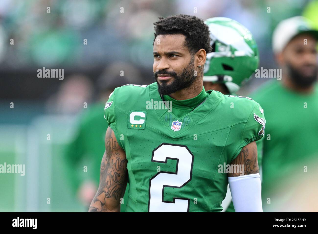 Philadelphia Eagles cornerback Darius Slay Jr. (2) looks on from the ...