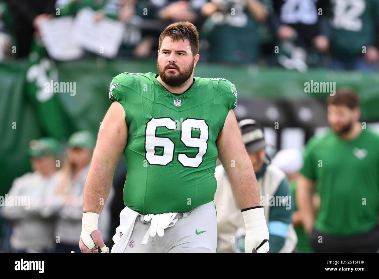 Philadelphia Eagles guard Landon Dickerson (69) looks on during pre ...