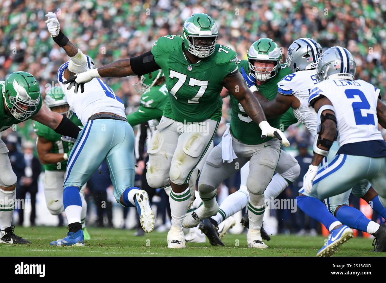 Philadelphia Eagles offensive tackle Mekhi Becton (77) in action during ...