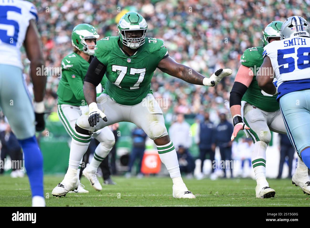 Philadelphia Eagles offensive tackle Mekhi Becton (77) in action during ...