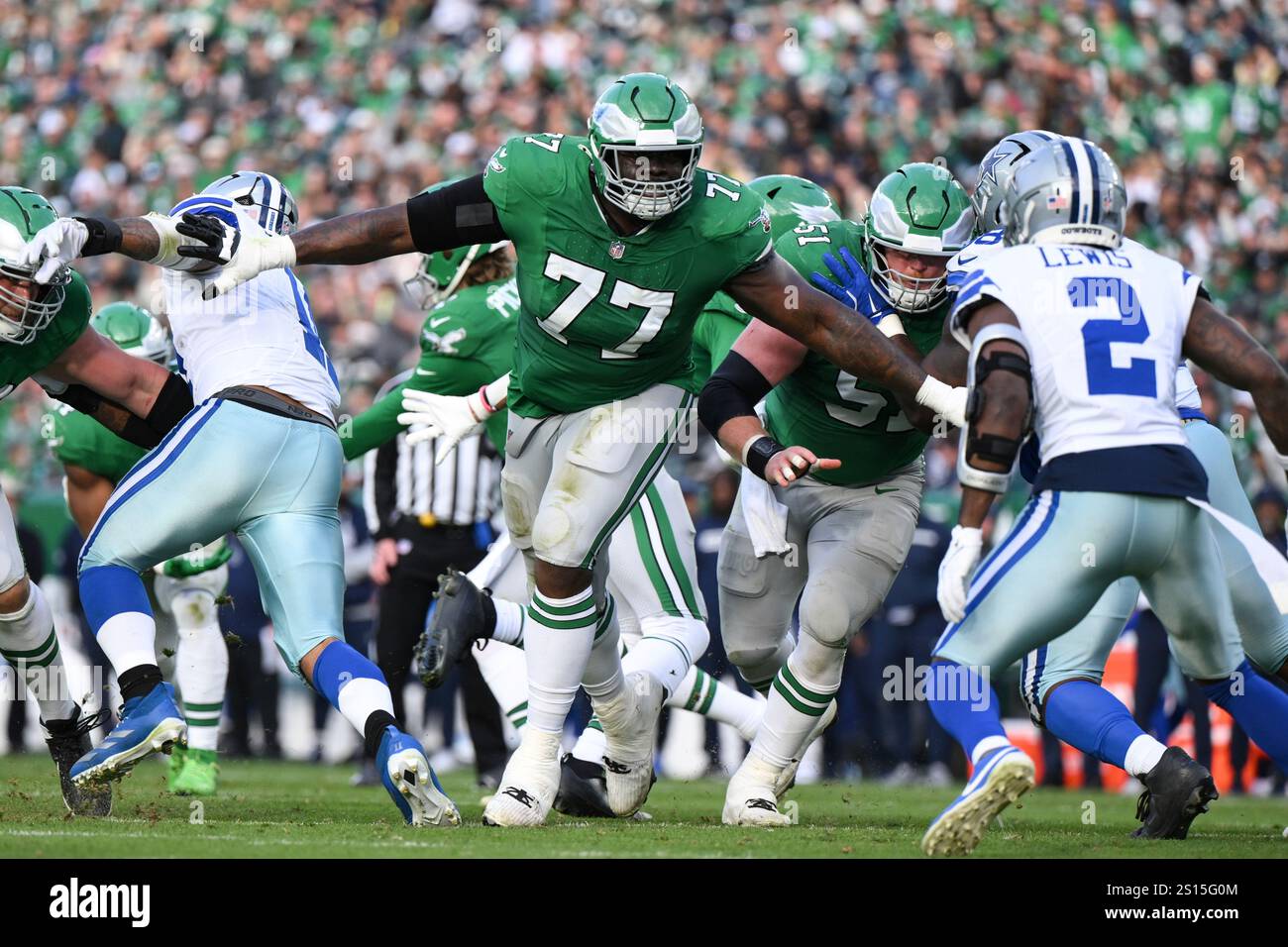 Philadelphia Eagles offensive tackle Mekhi Becton (77) in action during ...
