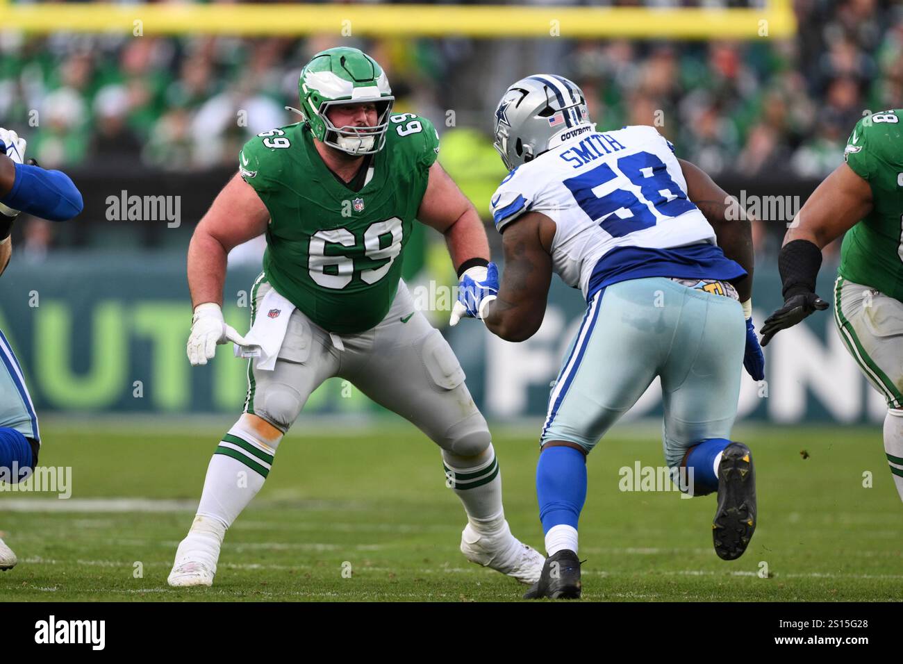 Philadelphia Eagles guard Landon Dickerson (69) in action against ...