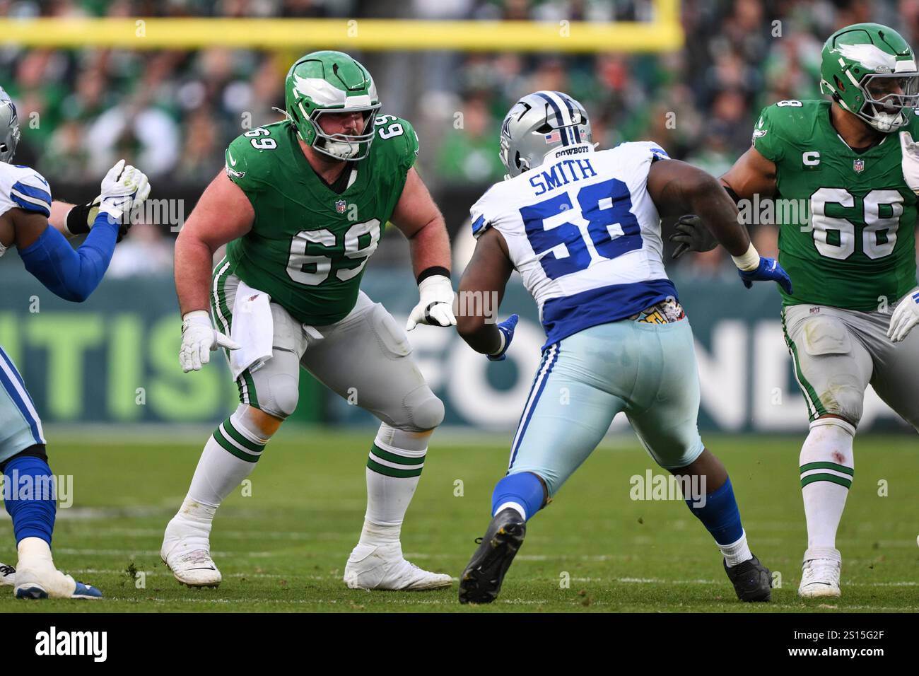 Philadelphia Eagles guard Landon Dickerson (69) in action against ...