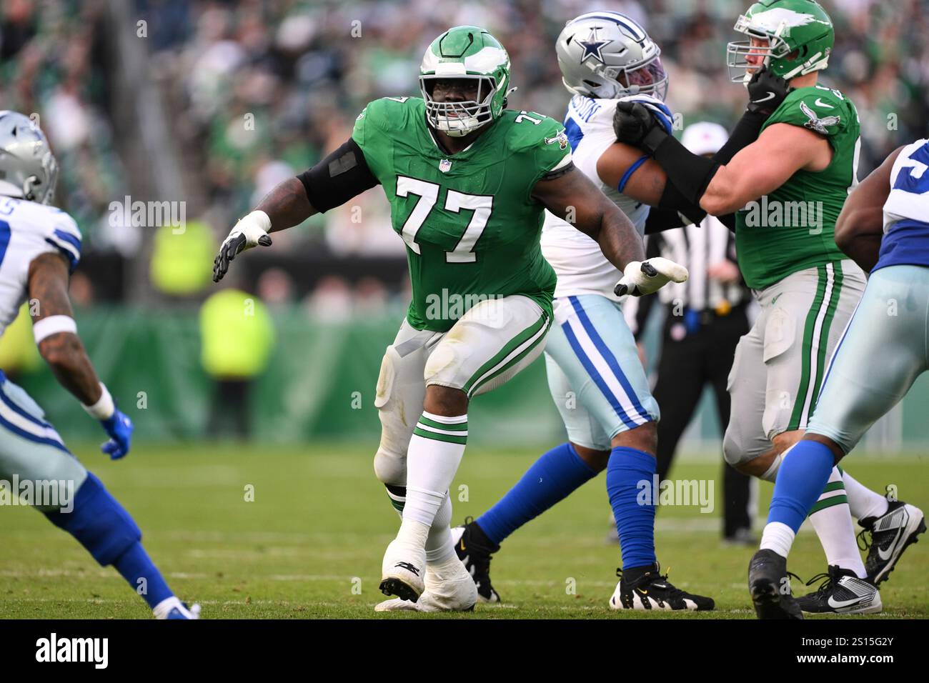 Philadelphia Eagles offensive tackle Mekhi Becton (77) in action during ...