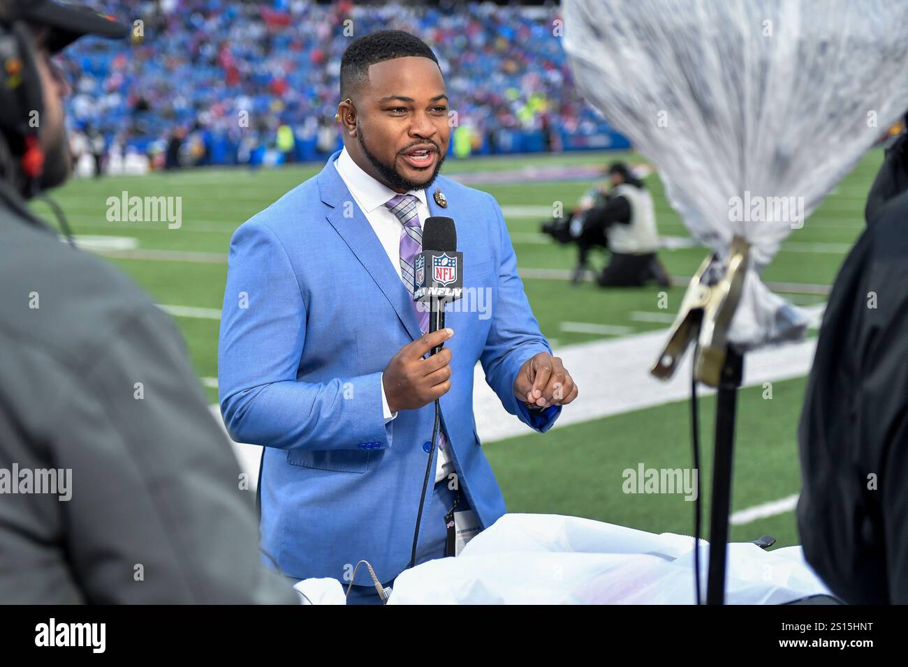 NFL Network reporter Cameron Wolfe reports from the sideline before an ...