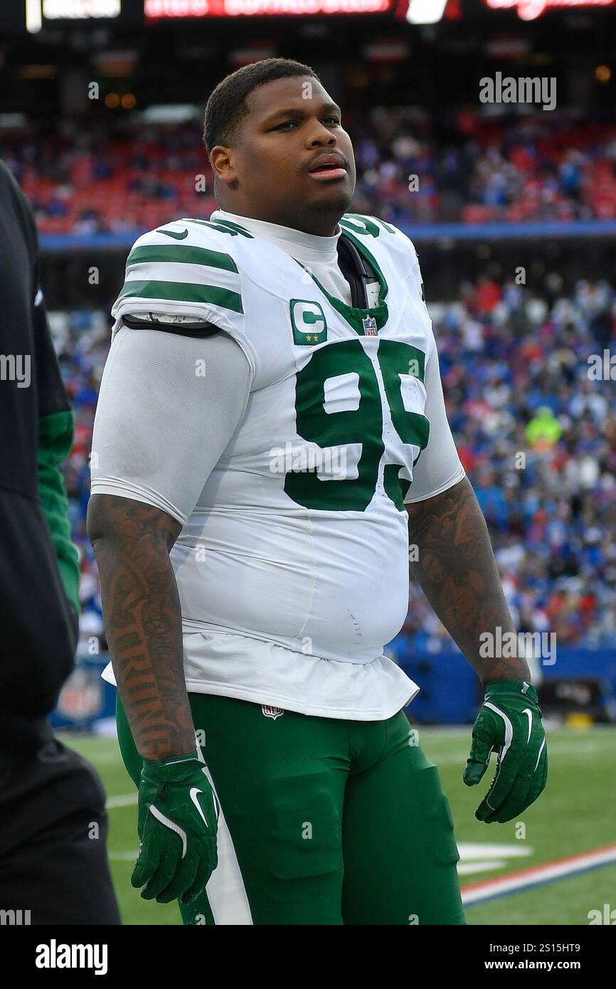 New York Jets defensive lineman Quinnen Williams (95) walks on the ...