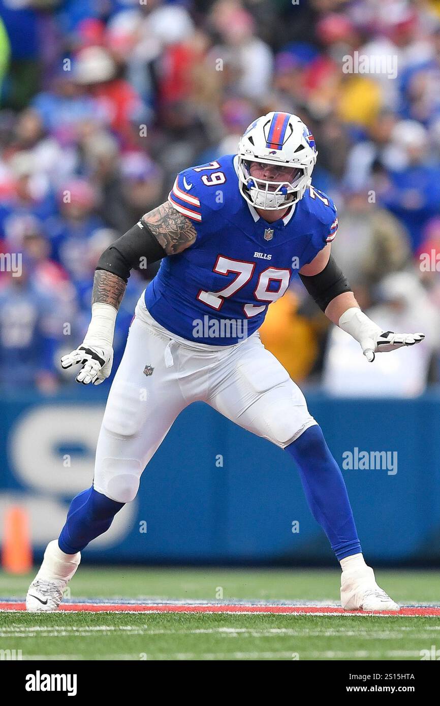 Buffalo Bills tackle Spencer Brown (79) blocks during the first half of ...