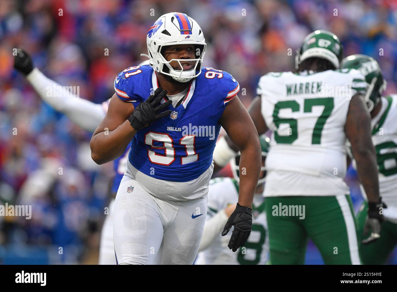 Buffalo Bills defensive tackle Ed Oliver (91) reacts during the second ...