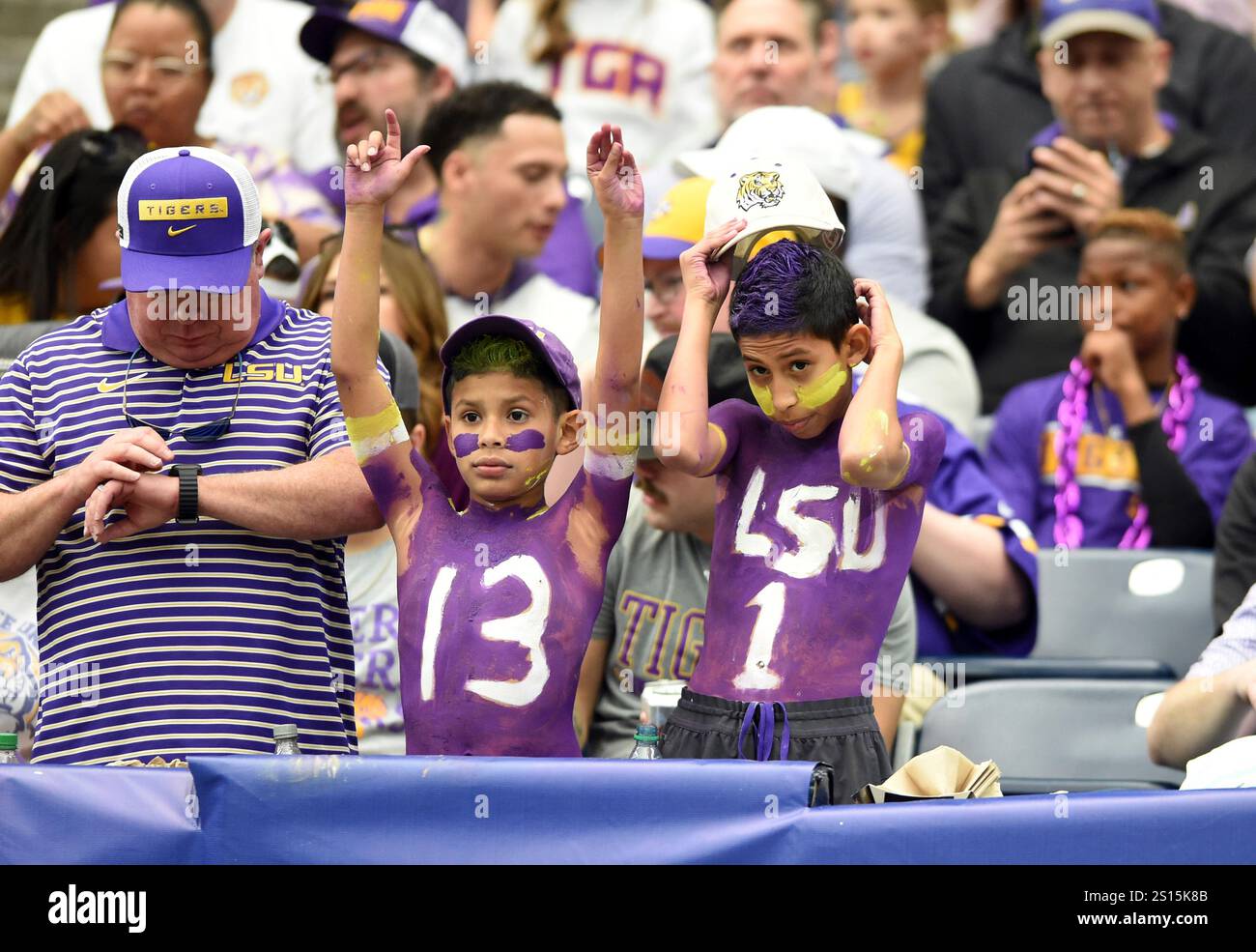 HOUSTON, TX - DECEMBER 31: LSU Tigers fans cheer during the Kinder's ...